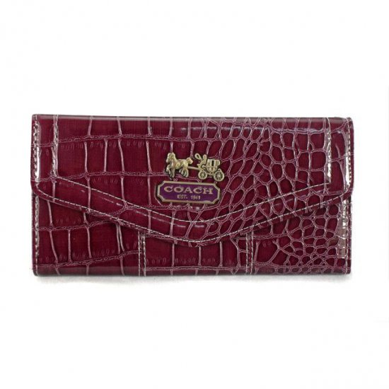 Coach Madison In Embossed Large Dark Red Wallets EDR [coach20211317 ...