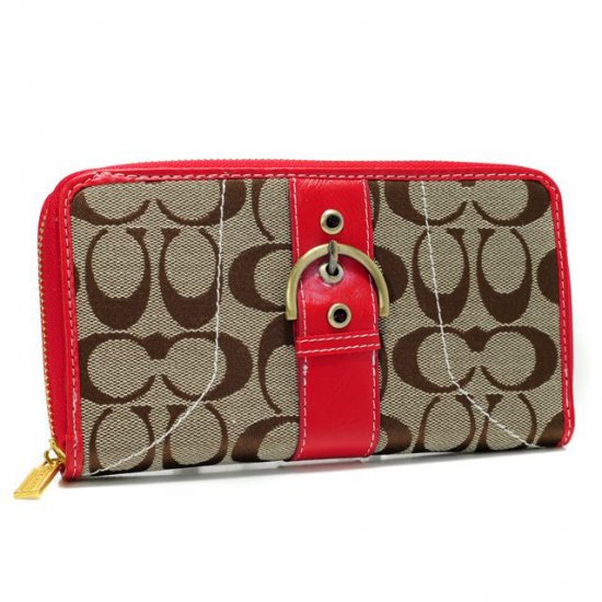 Coach Buckle In Signature Large Red Wallets AXG [coach20210262] - $34. ...