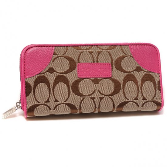 Coach Legacy Logo Signature Large Pink Wallets DTV [coach20210997 ...